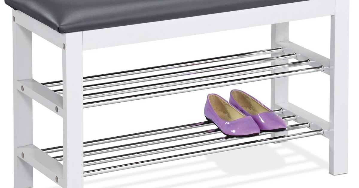 BOTNÍK/LAVICA - 2-policový, z masívu kaučukovníka - biely | DreamLux