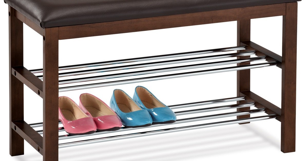 BOTNÍK/LAVICA - 2-policový, z masívu kaučukovníka - hnedý | DreamLux